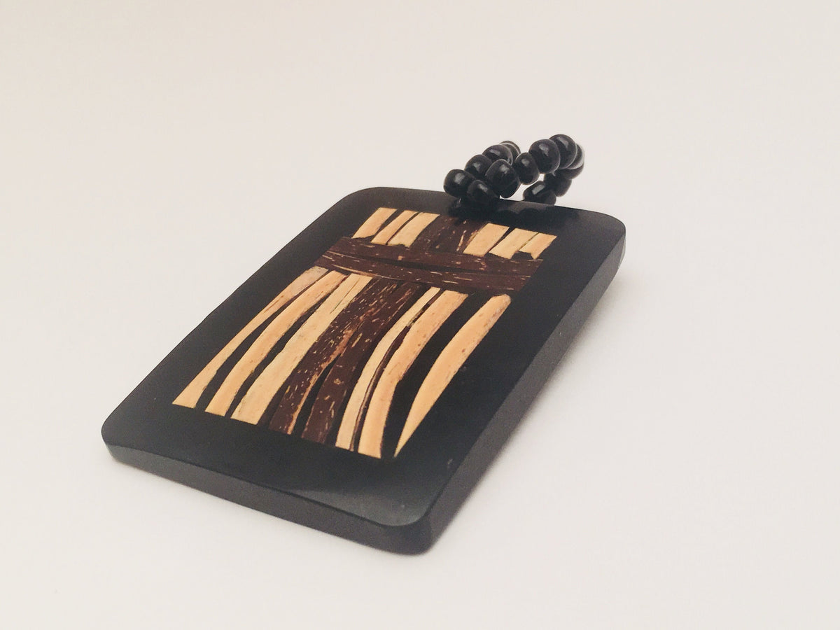Wood Inlay Cross Pendant